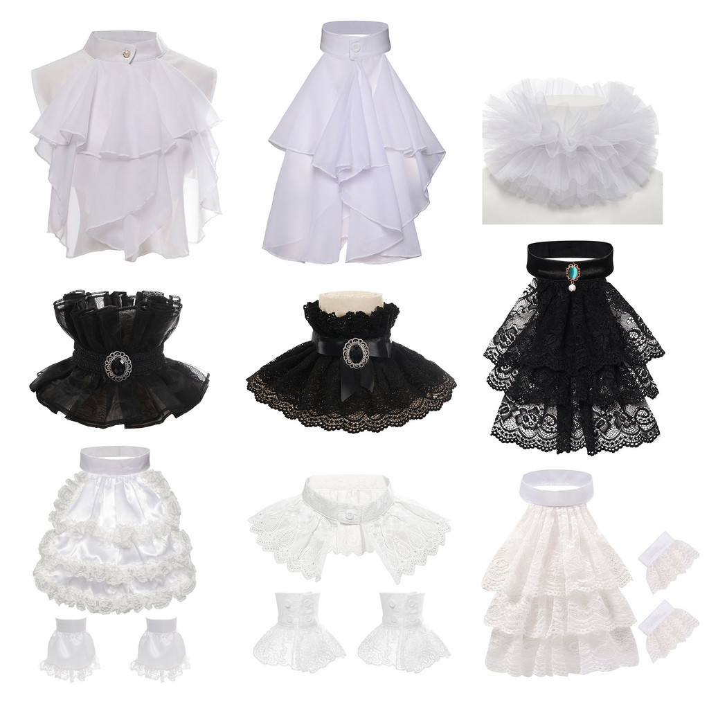 Men Women Victorian Neck Collar Medieval Bosom Shirt Lace Jabot Tie ...
