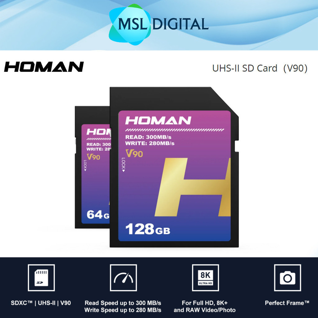 Homan UHS-II SD Card (V90) | Max Read 300 MB/s | 8K RAW | NYTRO BOOST ...