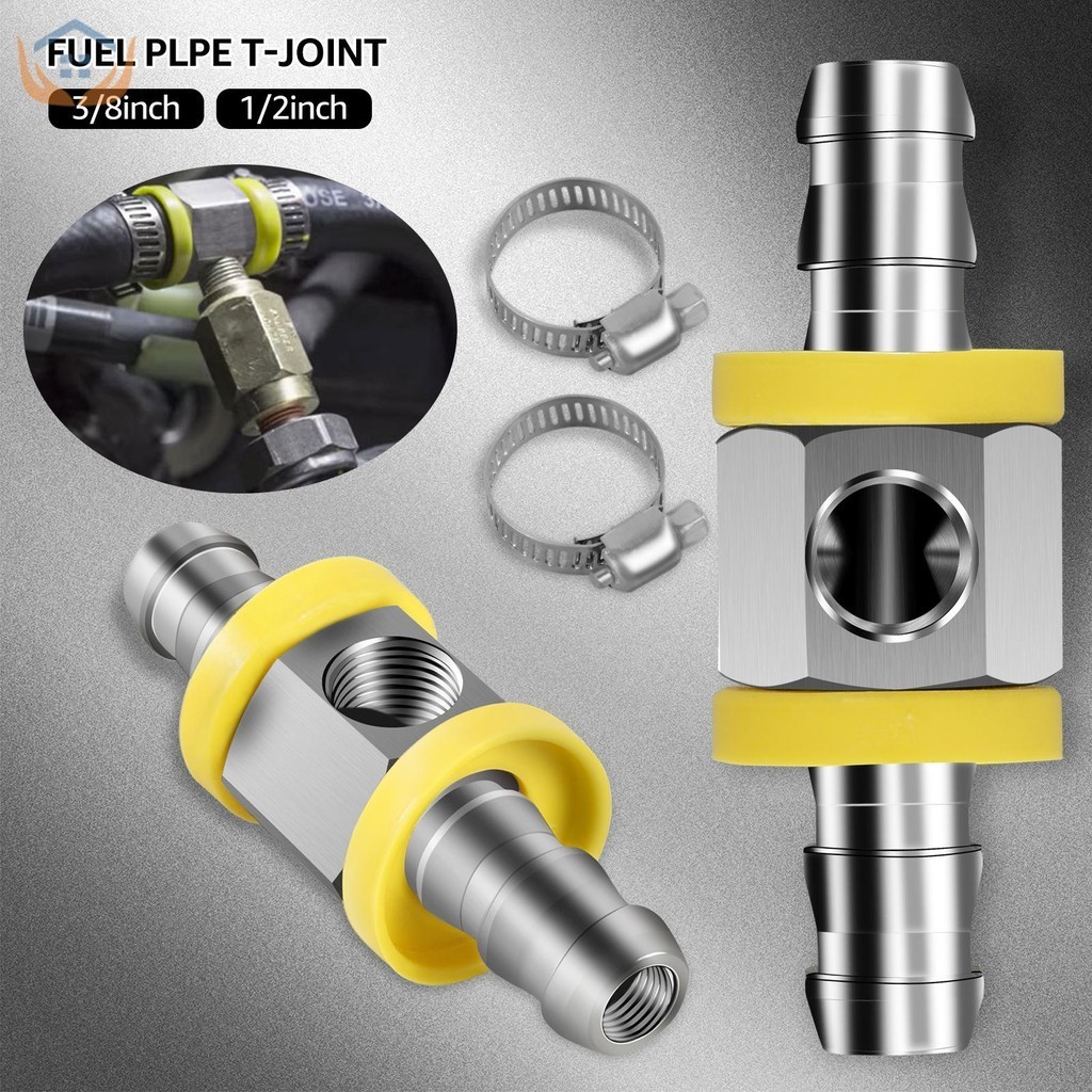 Fuel Line T-Fitting Adapter 3/8inch / 1/2inch Fuel Line Fuel Pressure ...