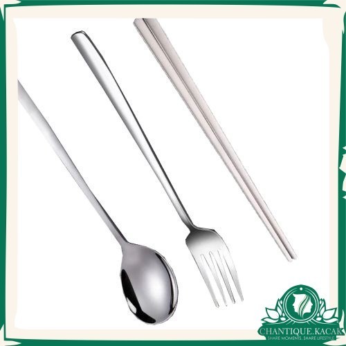 CK Premium Chopstick Spoons & Fork Stainless Steel 304 Tableware Korean ...