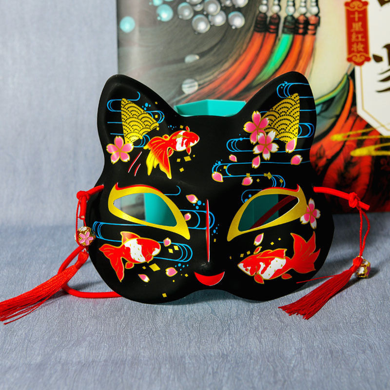 Black Style Cat Face Mask Japanese Style Half Face Cat Full Face Cat ...