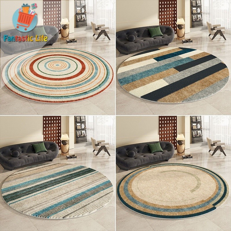 4 Styles Round Carpet Short Pile Carpet Imitating Cashmere Rug Rainbow ...