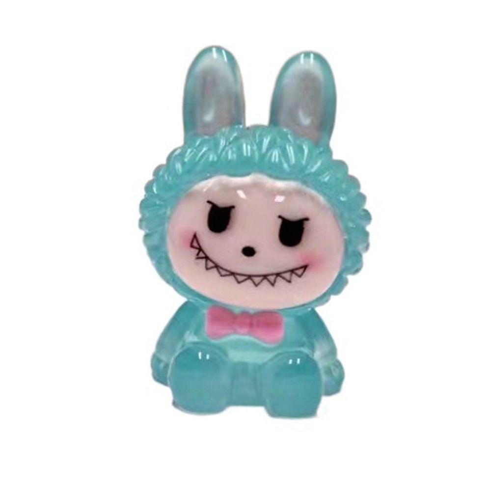JENNIFERDZ Candy Color Labubu Dolls, Noctilucent Luminous Cartoon Resin ...