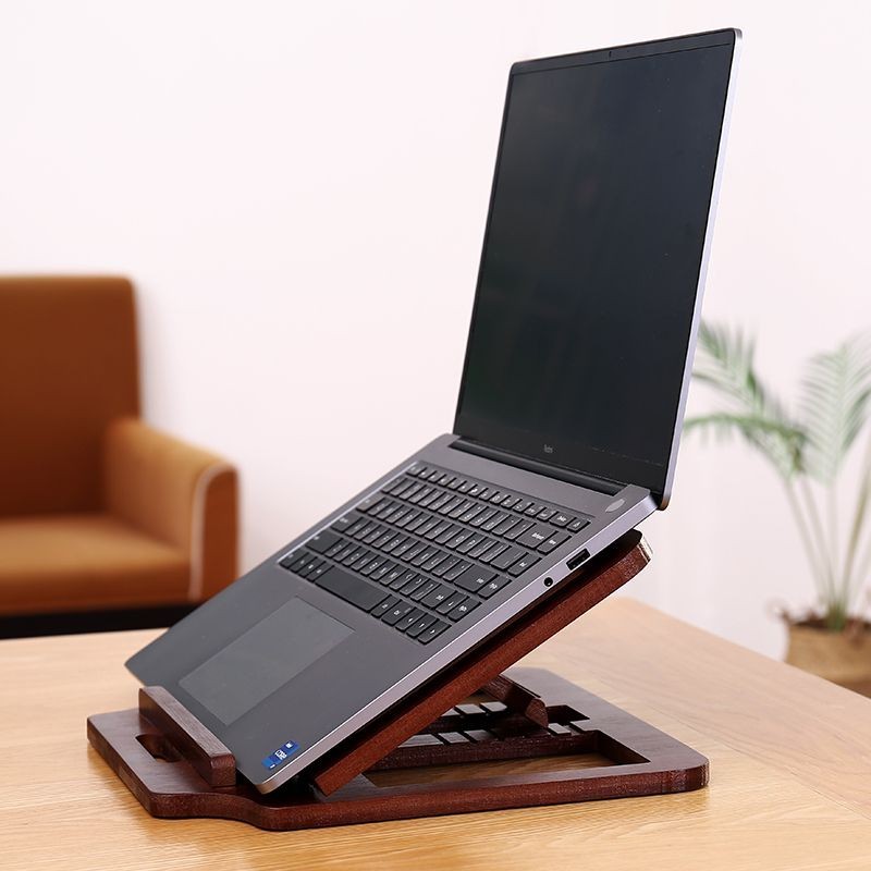 Desktop laptop stand bracket Increase cooling rack Solid wood folding ...