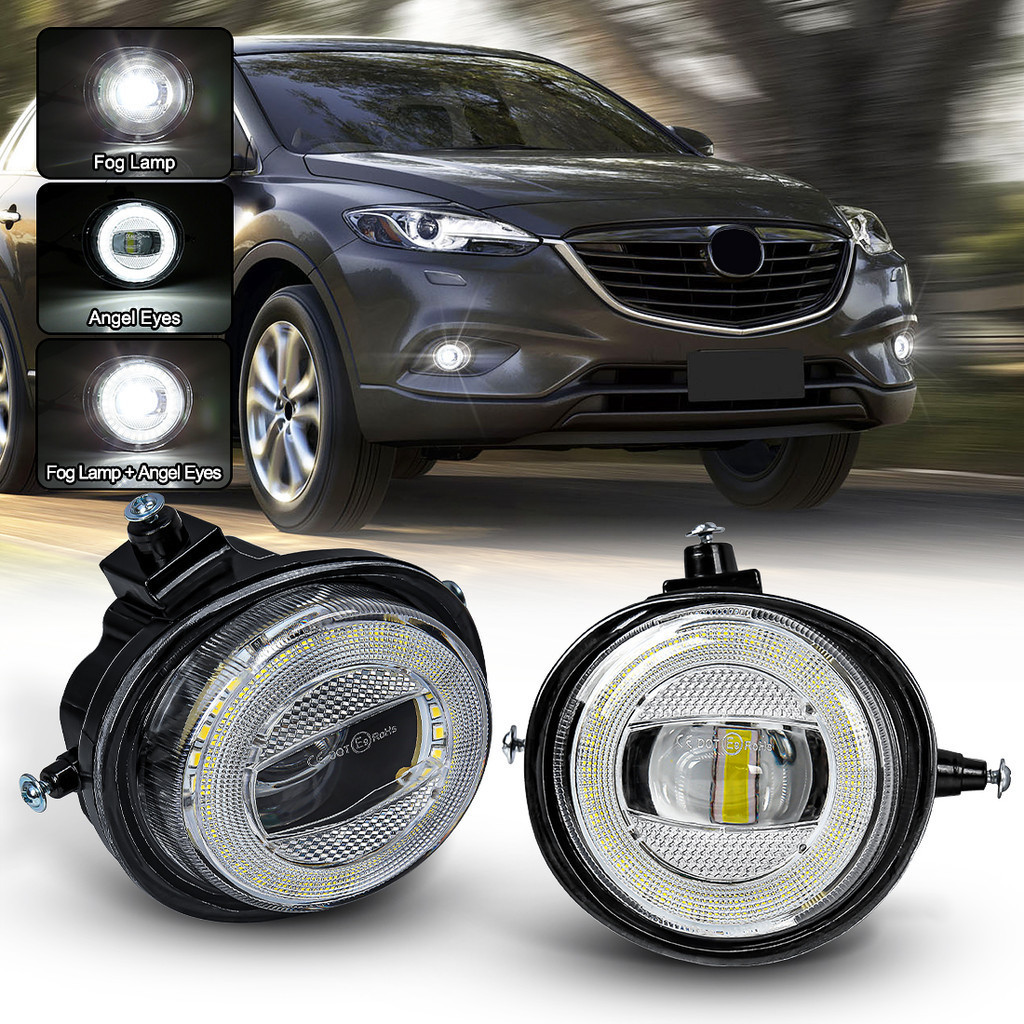 Car LED Angel Eyes Fog Lamp Assembly For Mazda 2 3 6 CX-5 CX-7 CX-8 CX ...