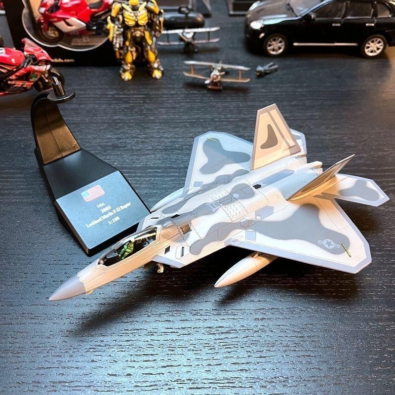 1:100-Alloy Aircraft F22 Raptor Stealth Fighter Finished Metal Model ...