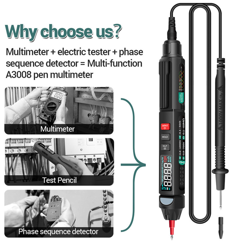 DIYMORE Voltage Tester LCD Display Voltage Detector Non Contact AC ...