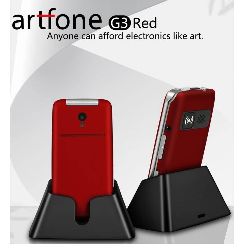 artfone G3 Red 4G US Clamshell elderly mobile phone Large keyboard can ...