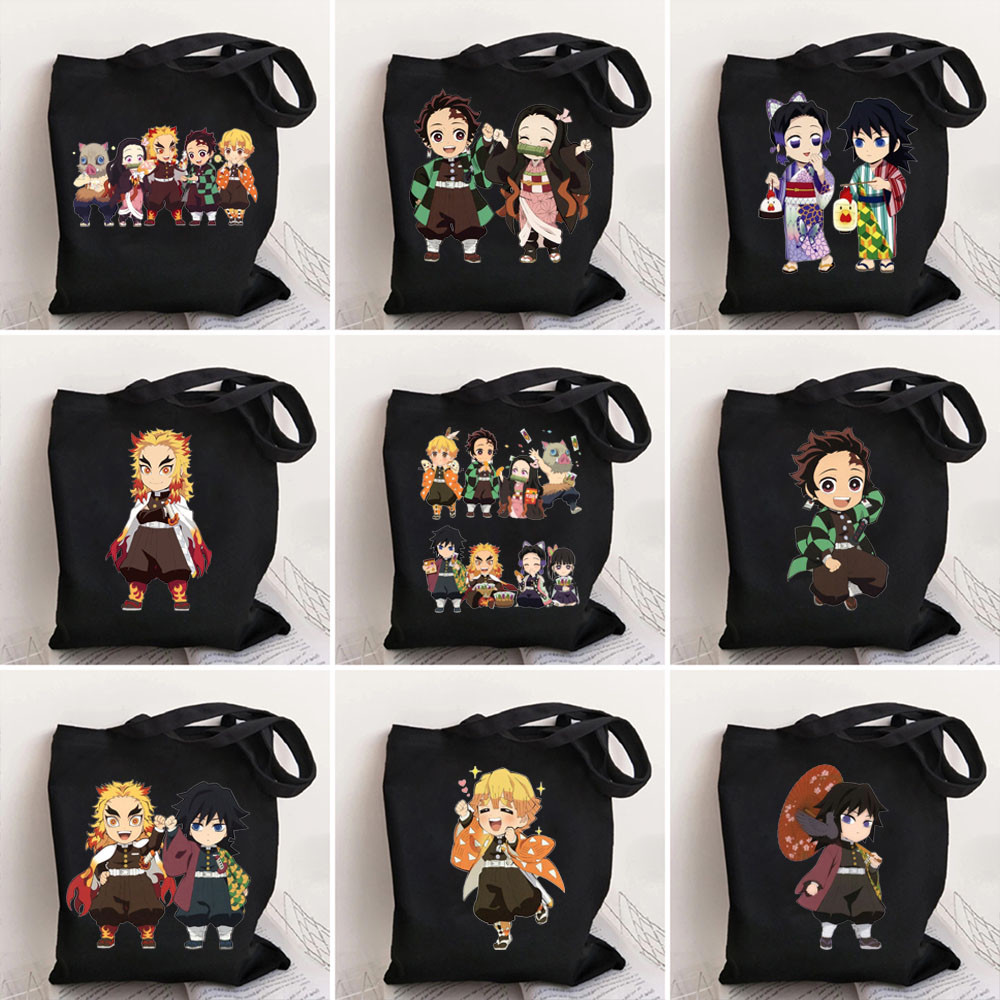 Cute Kimetsu No Yaiba Anime Demon Slayer Cartoon Printed Tote Bags for ...