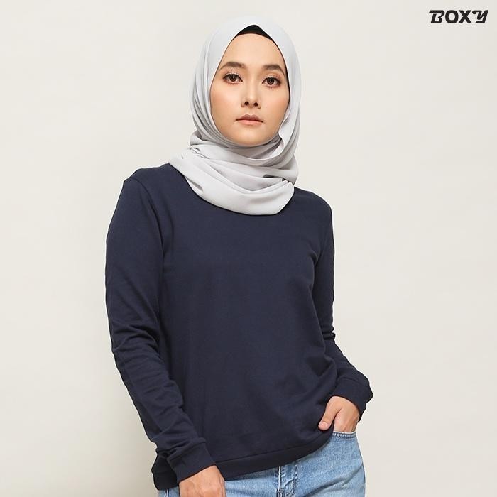 BOXY Baju Sweater Lengan Panjang Perempuan | Women Ribbed Cuffs and Hem ...