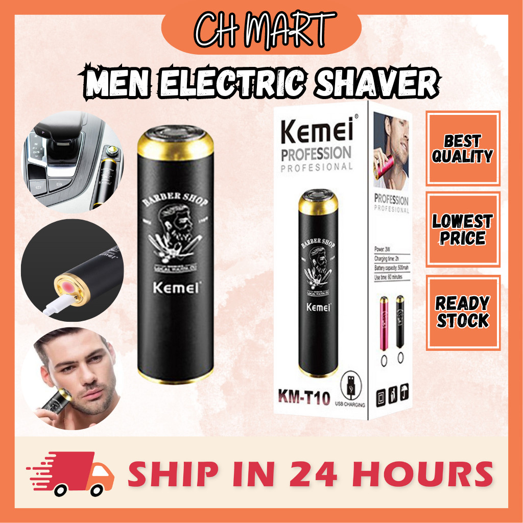 KEMEI KM-T10 Mini Men Shaving Machine USB Rechargeable Electric Shaver Wet and Dry Use Portable ...