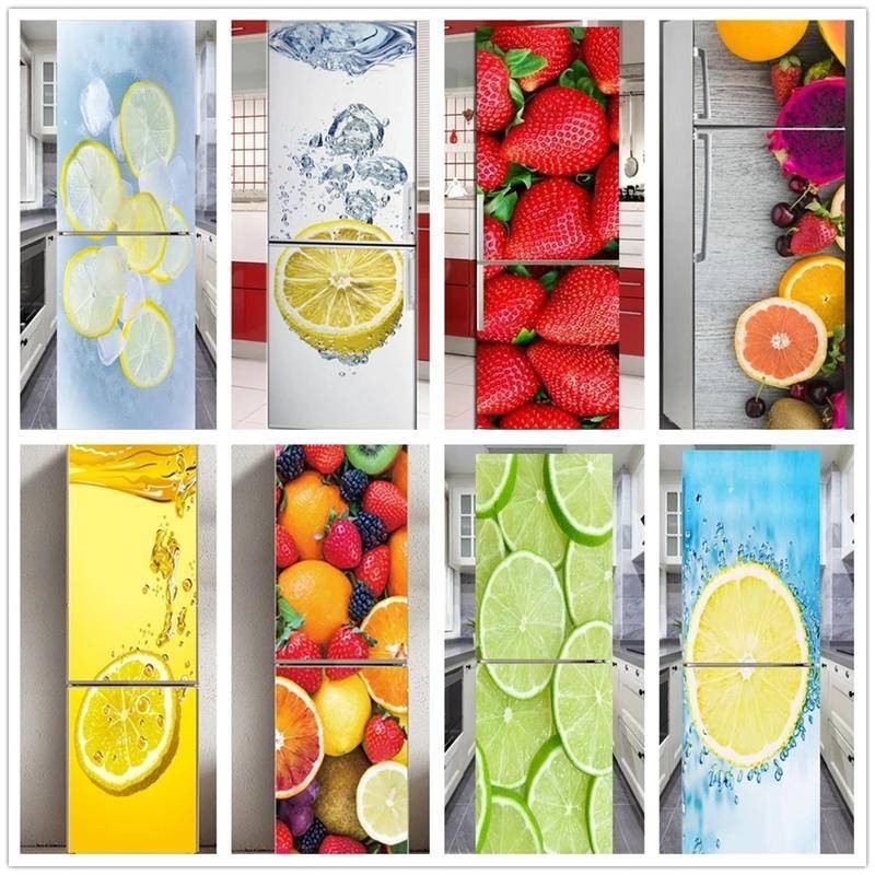 Custom 3D Fruit Self Adhesive Refrigerator sticker Wrap Freezer Sticker ...