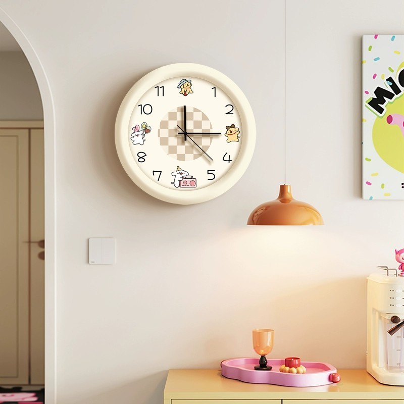 No-Drill Adhesive Hook Cream Style Line Art Puppy Living Room Clock ...