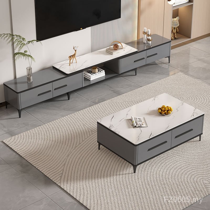 Living Room Retractable TV Cabinet Coffee Table Floor Combination Floor ...