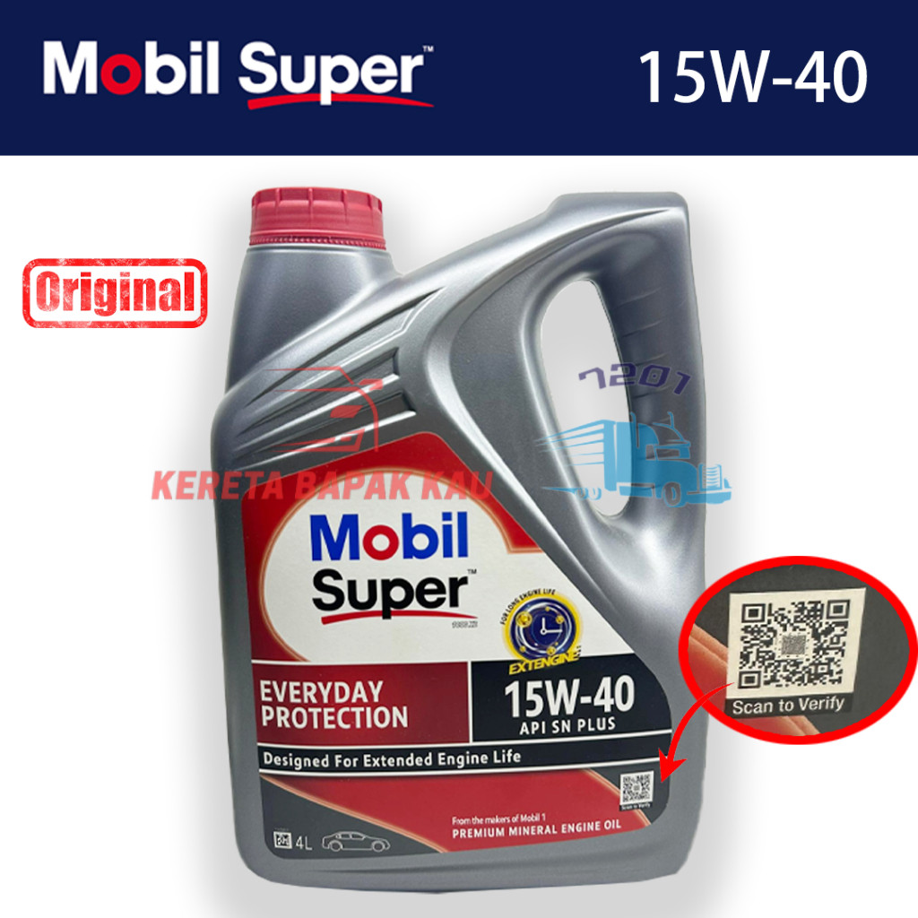 100%ORIGINAL MOBIL SUPER 1000 15W40 API SN PLUS ENGINE OIL (4L ...