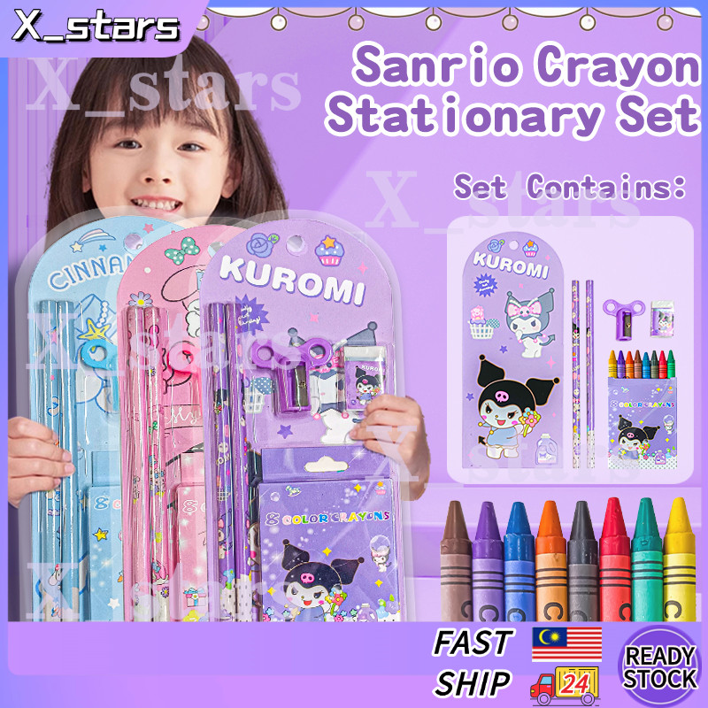 Alat Tulis Kuromi Crayon Stationery Set For Kids Sanrio Cinnamoroll ...