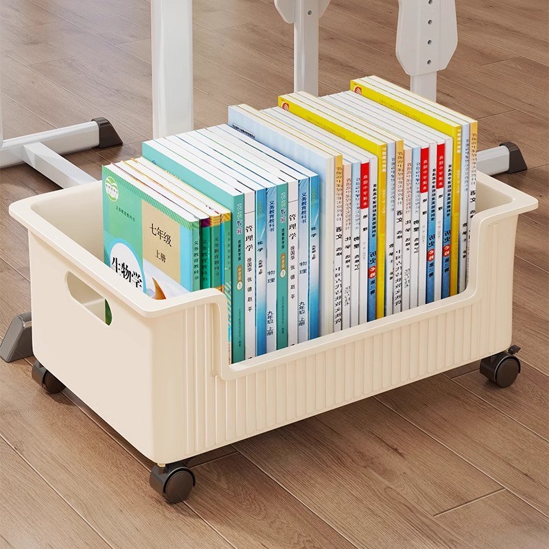Under Desk Bookshelf Movable Trolley Put Schoolbag Shelf with Wheels ...