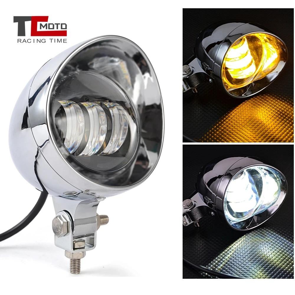Motorcycle LED Fog Lights Front Headlight Lamp DC12V For Harley Bobber ...