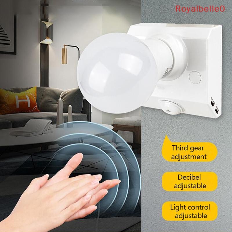 {Royalbelle0} Automatic Human Body Infrared IR Sensor LED Bulb Light E27 Base Lamp Holder Motion ...