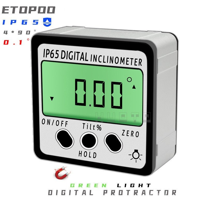 Etopoo 4 * 90 Degree Digital Display Inclinograph Box IP65 Digital Display Inclinometer Green ...