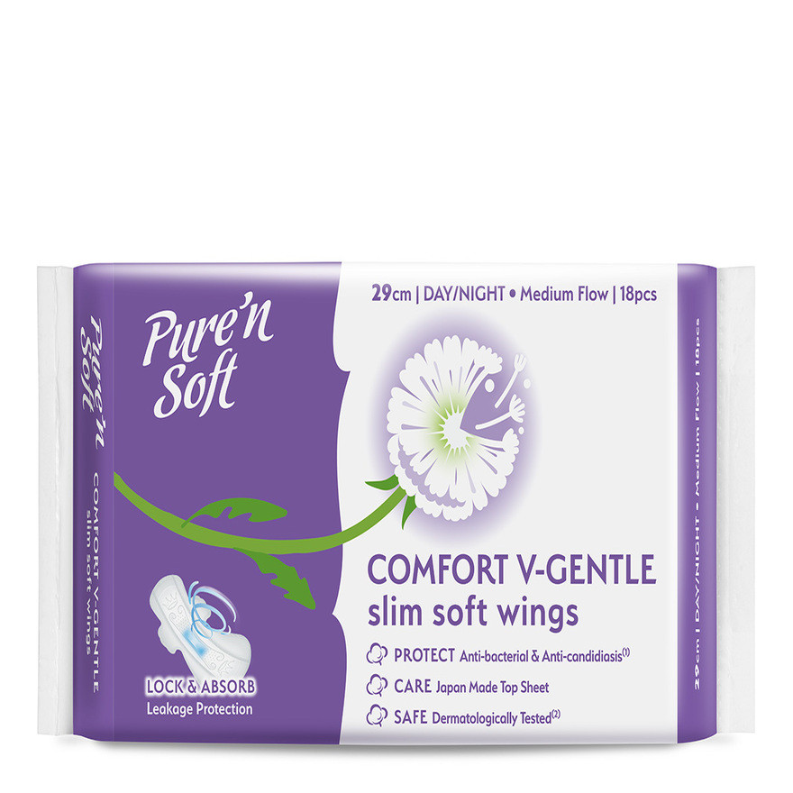 PURE'N SOFT Slim Wings Cottony Soft 29cm 18's | Shopee Malaysia