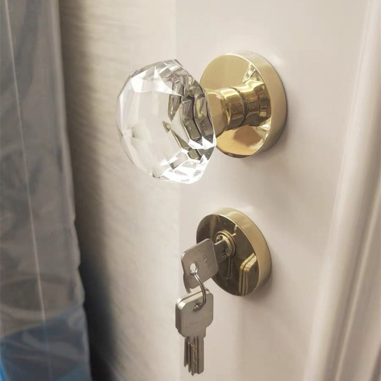Crystal Door Lock Ball Lock American Golden Light Luxury Indoor Door ...