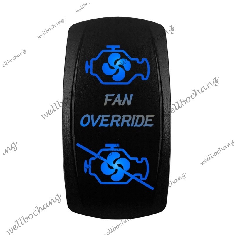 1 X Rocker Switch Logo FAN OVERRIDE Pattern Car Boat Blue Led 5 Pin ...