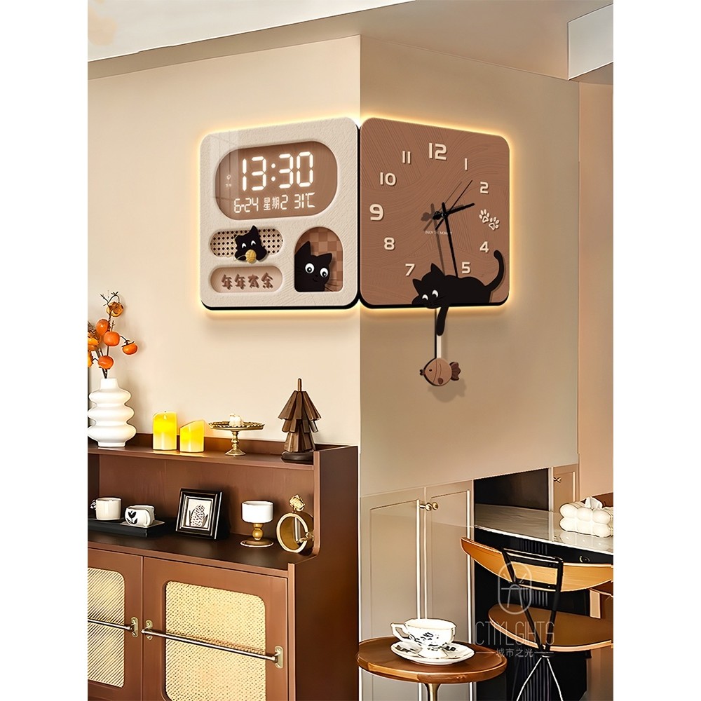 Ancient Style Corner Wall Clock, Living Room Perpetual Calendar ...
