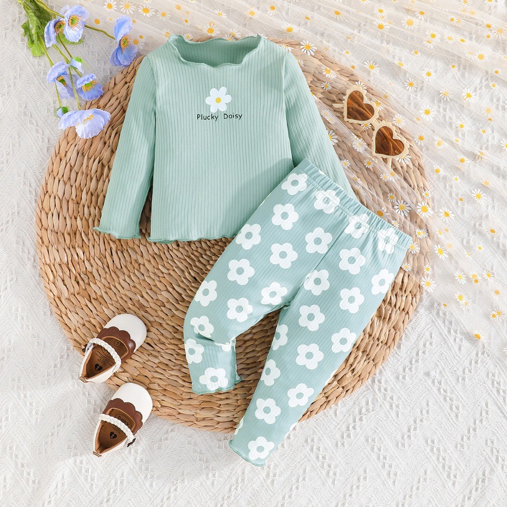 Set 2 Helai Bayi Perempuan, Baju Bawah Bercetak Bunga Matahari Lengan ...