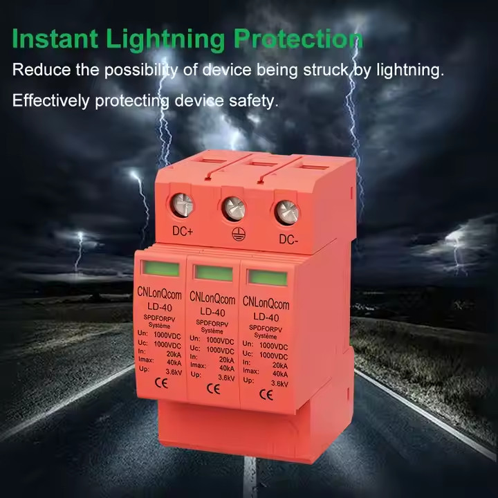 2P 3P 40KA Voltage Surge Protector DC1500V Solar PV Lightning Arrester ...