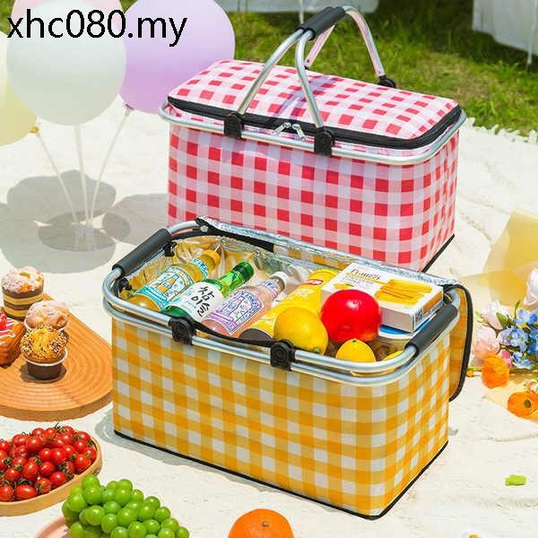Picnic Basket Foldable Thermal Insulation Cold Storage Outdoor Picnic ...