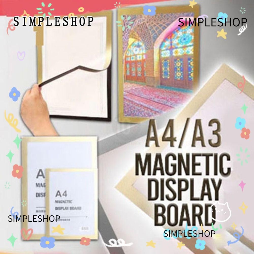 SIMPLESHOP Photo Frame, A4,A3 PVC Magnetic Frame, Multipurpose Adhesive Back Paper Holder Office ...