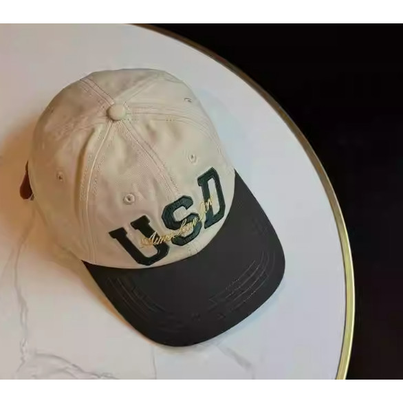 New AD retro color blocking American embroidered letter logo wide ...