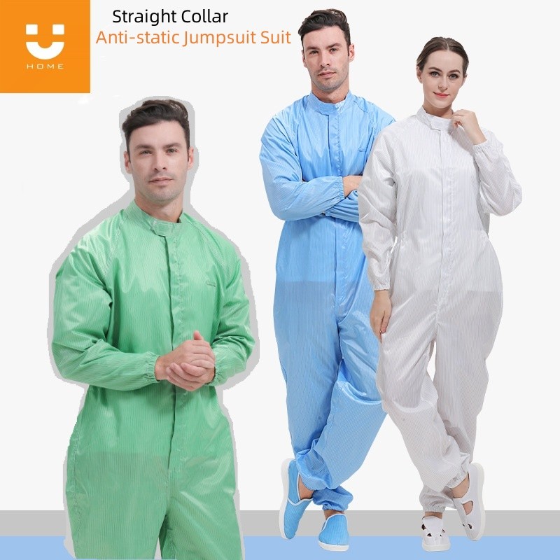 【Uhome】ESD Straight Collar Jumpsuit Anti-Static Suit Dust-Proof PPE ...