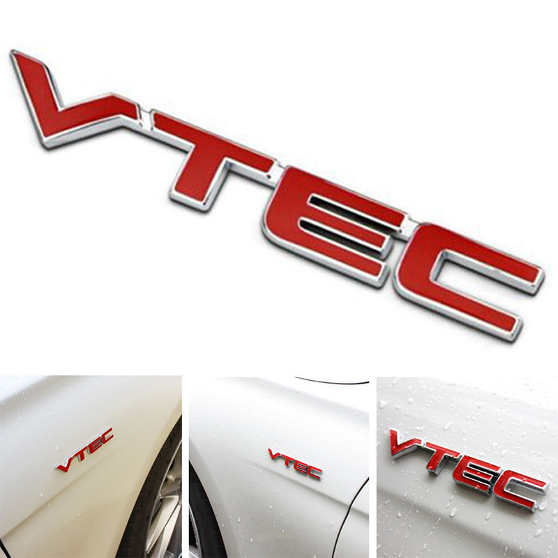 Metal VTEC Logo Car Body Emblem Badge Sticker Decal for Honda Red ...