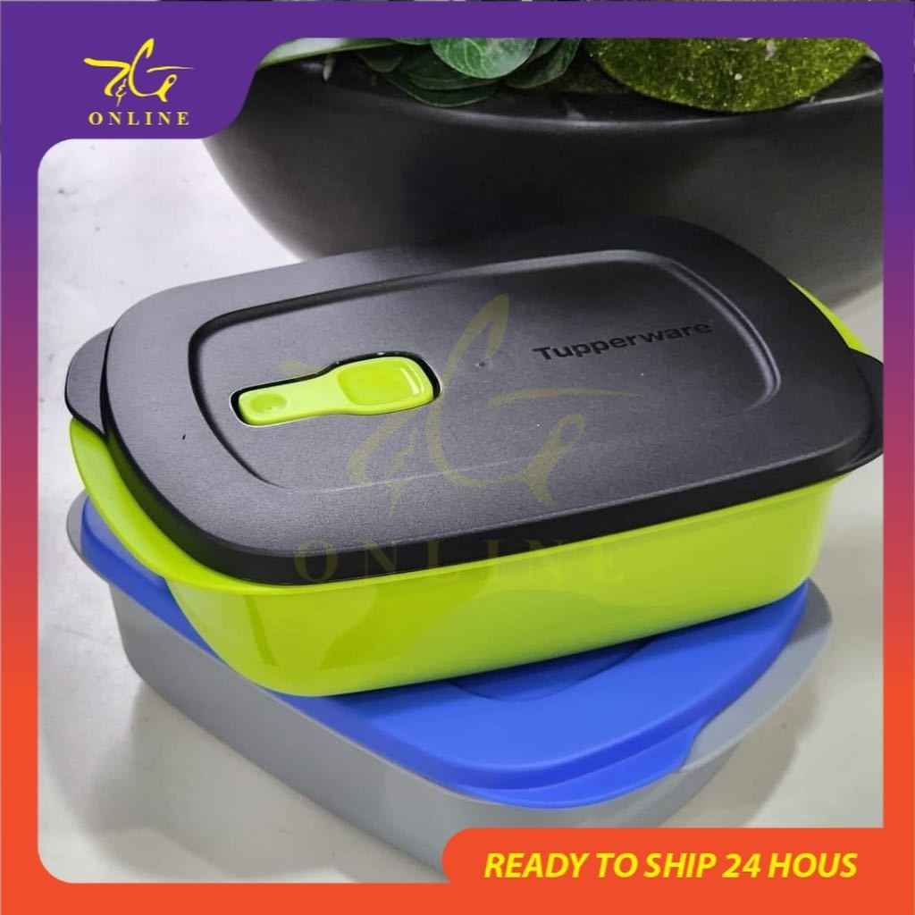 Tupperware 1L CrystalWave Rect Red Merah Green Blue Grey Bekas ...