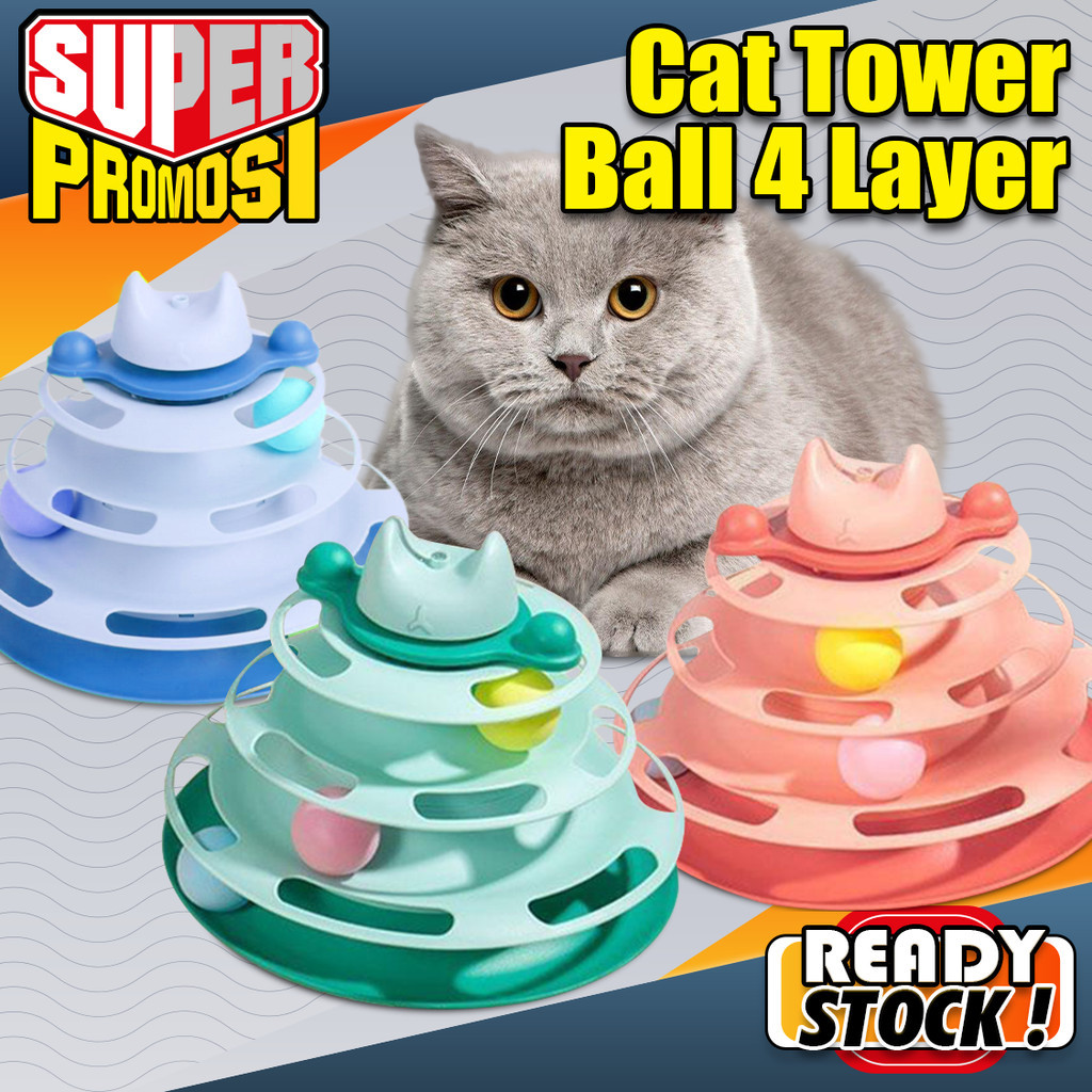 Cat Spinning Ball Tower 4 Layers Cat Ball Chasing Tower Spinning Toy ...