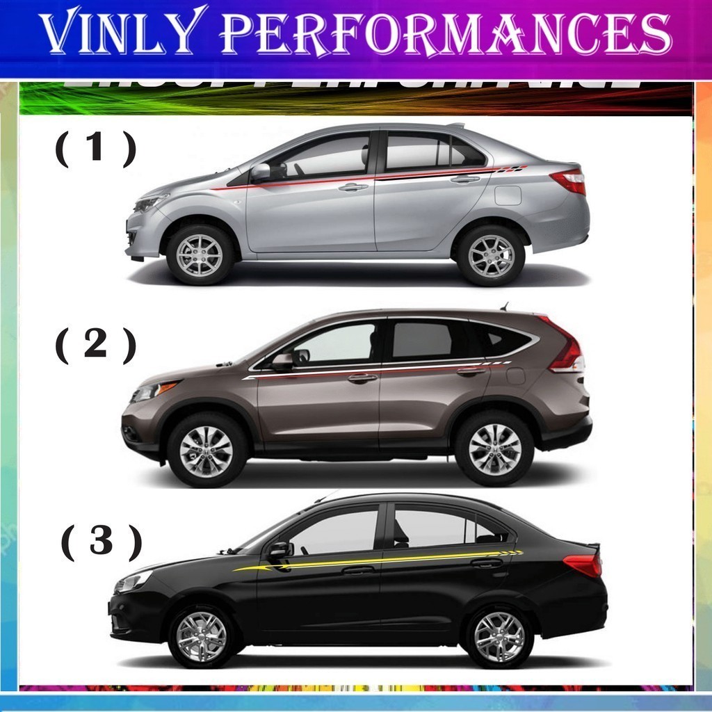 (2PCS) 1 Set Mini Lining Side Body Lining Cutting Sticker (2 VERSION ...