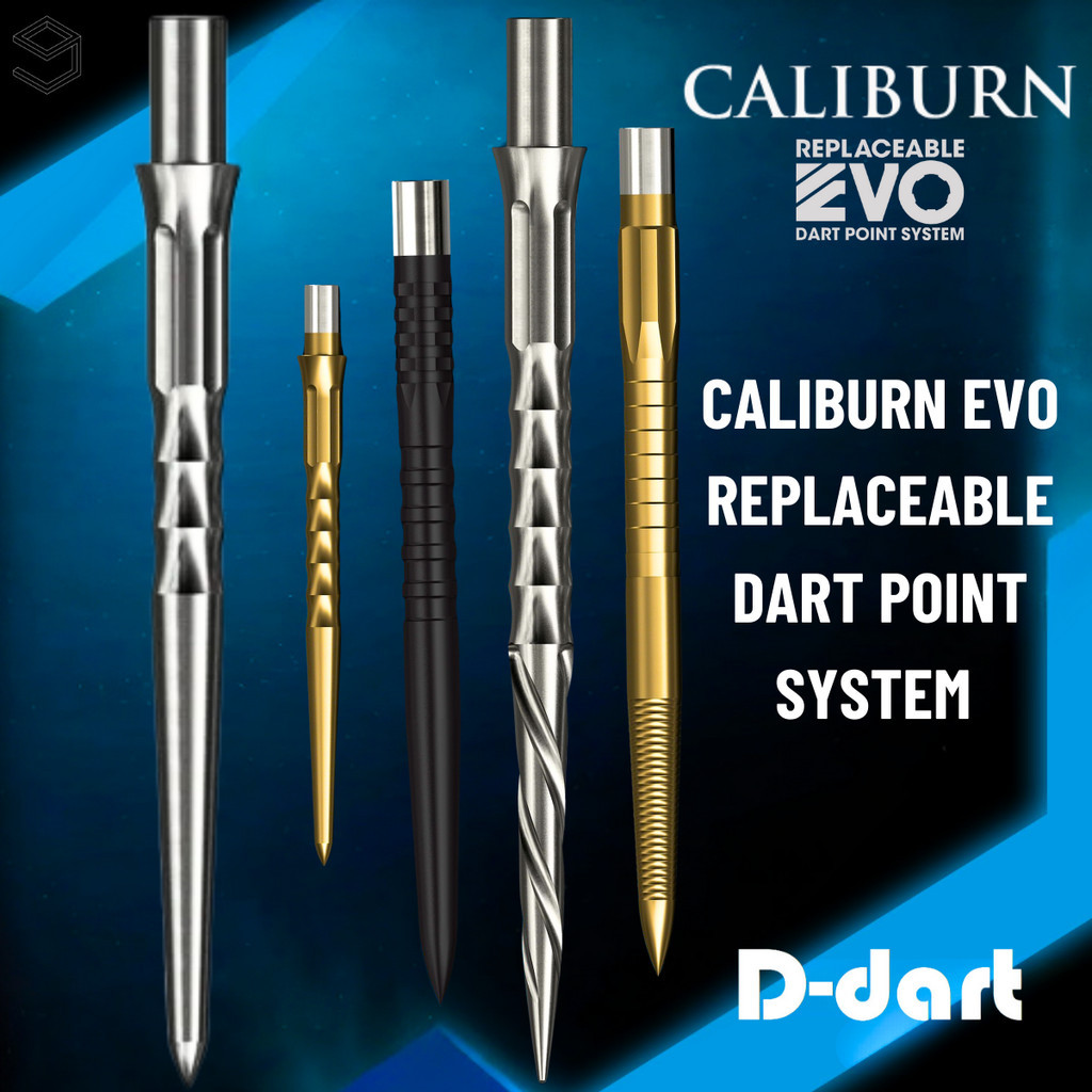 CALIBURN Dart Point - 32MM EVO SILVER/BLACK/GOLD REPLACEMENT DARTS ...