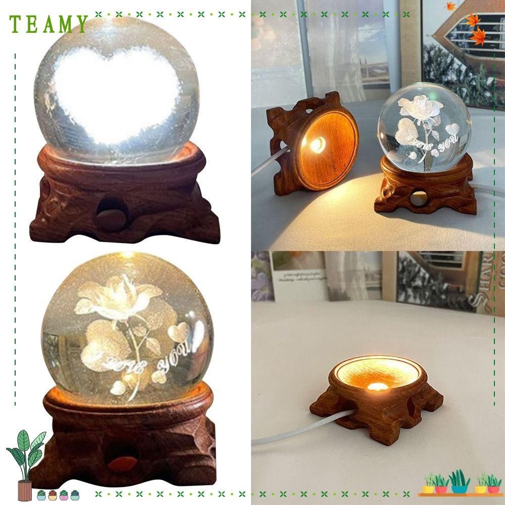 TEAMY Glass Sphere Holder, Wooden Luminous Crystal Ball Base ...