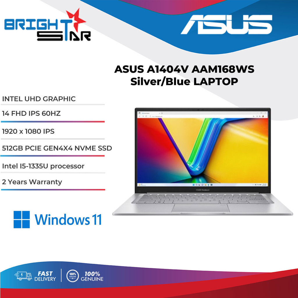 ASUS Vivobook 14 (A1404V) (Intel i5-1335U | 8GB OB + 1 Slot | 512GB ...