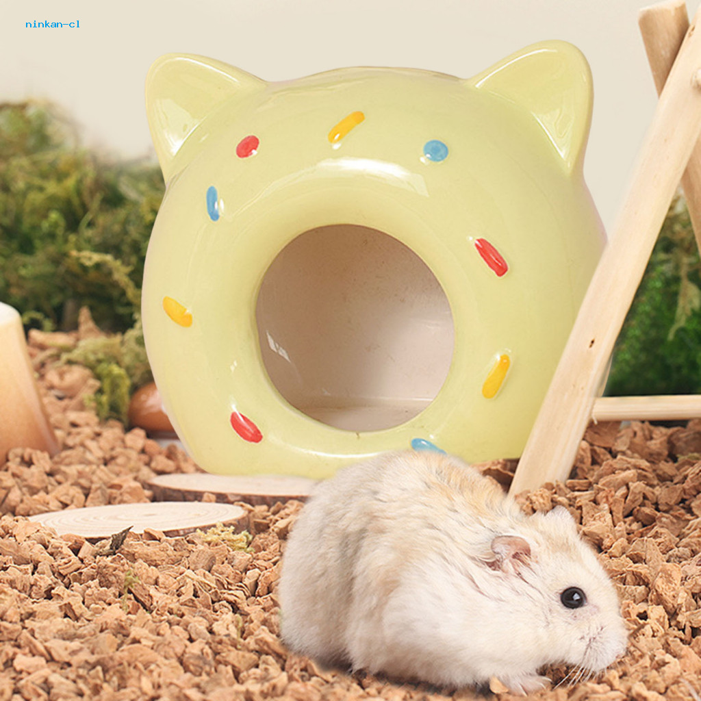 [Ninkan] Mini Animal Cabin Hamster Hut Summer Ceramic Hamster Nest ...