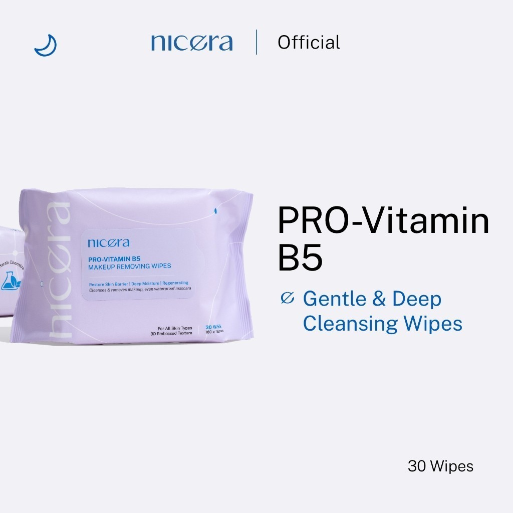NICERA Pro-Vitamin B5 MakeUp Remover Wipes Deep Moisture Regenerating ...