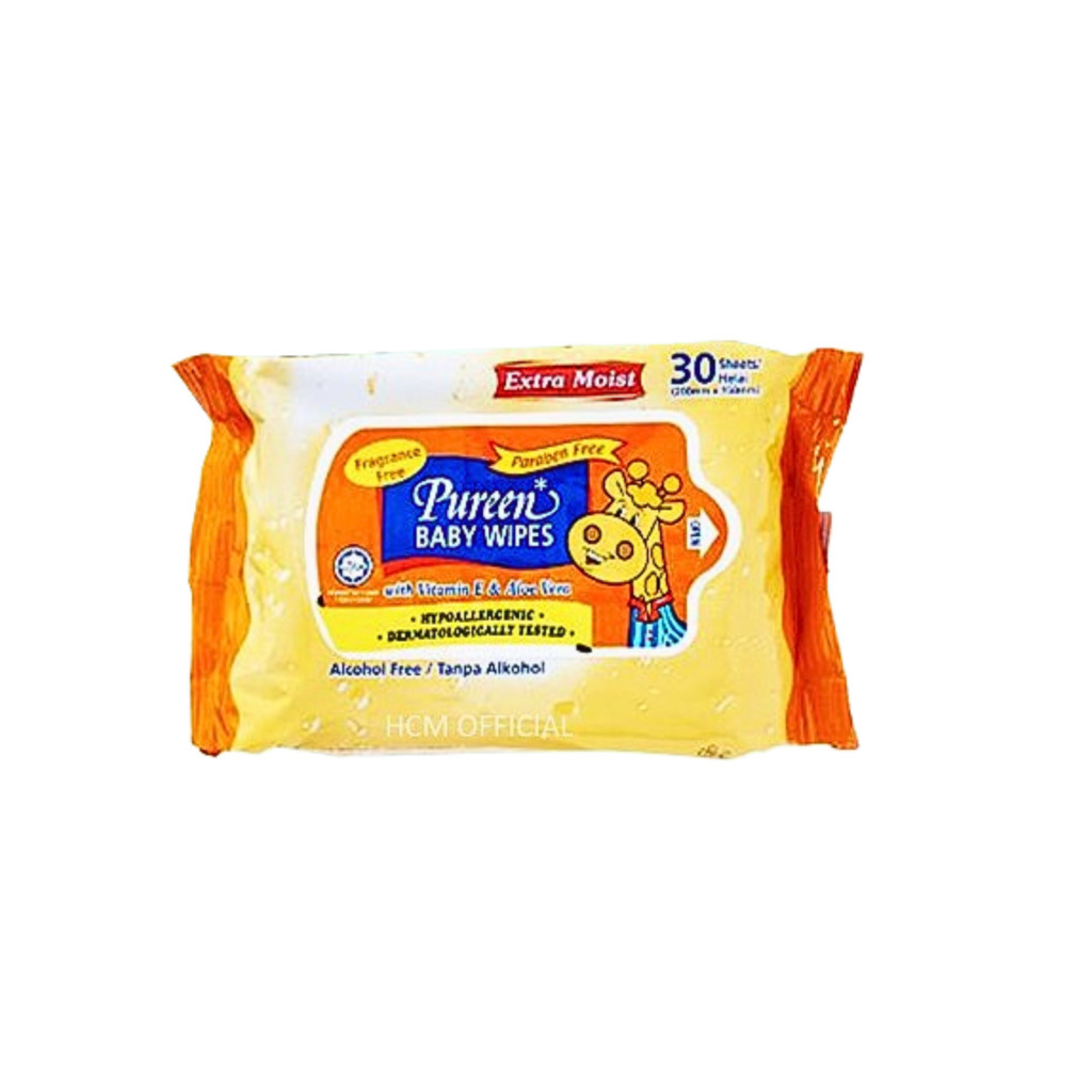 Pureen Baby Wipes Fragrance-Free 30 Sheet 1 pack Wipes Tissue Travel ...