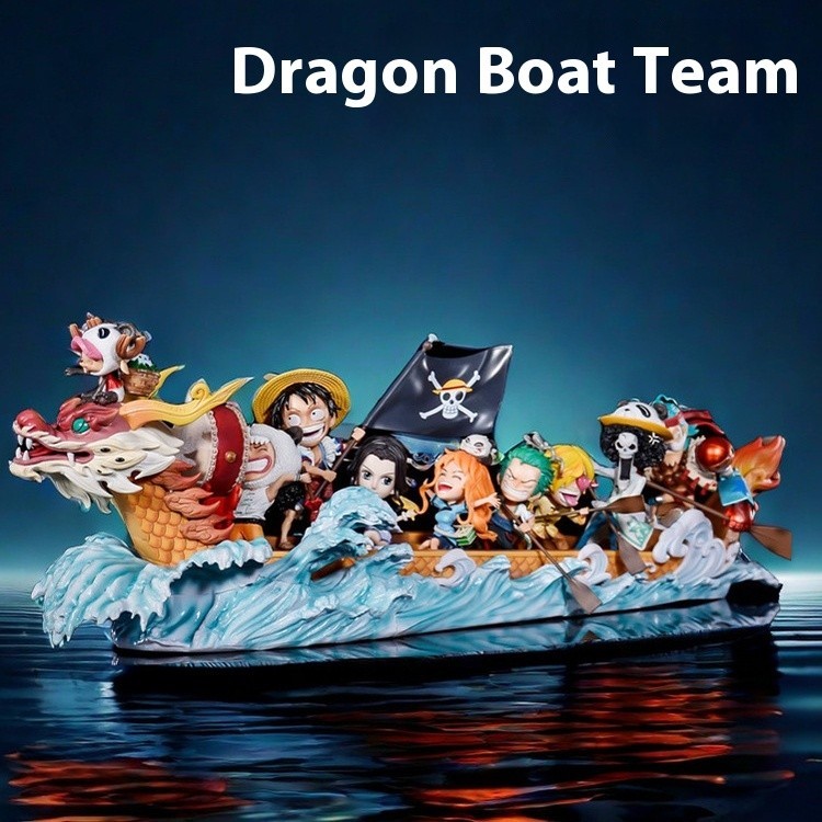 One Piece Anime Figure GK Straw Hat Group Dragon Boat Full Set Luffy ...