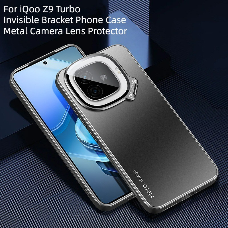 Luxury Metal Glass Camera Lens Protector Invisible Bracket Case For Vivo iQoo Z9 Turbo 5G ...