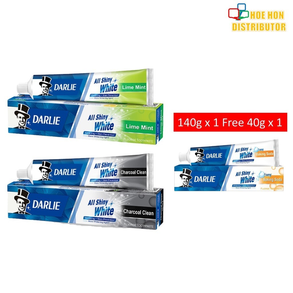 Darlie All Shiny White Toothpaste 140g Free 40g Lime Mint Charcoal ...