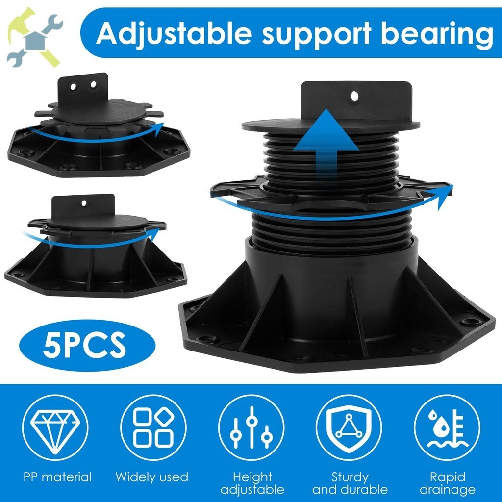 5Pcs Deck Support Pedestals Height Adjustable Deck Raising Support Base ...