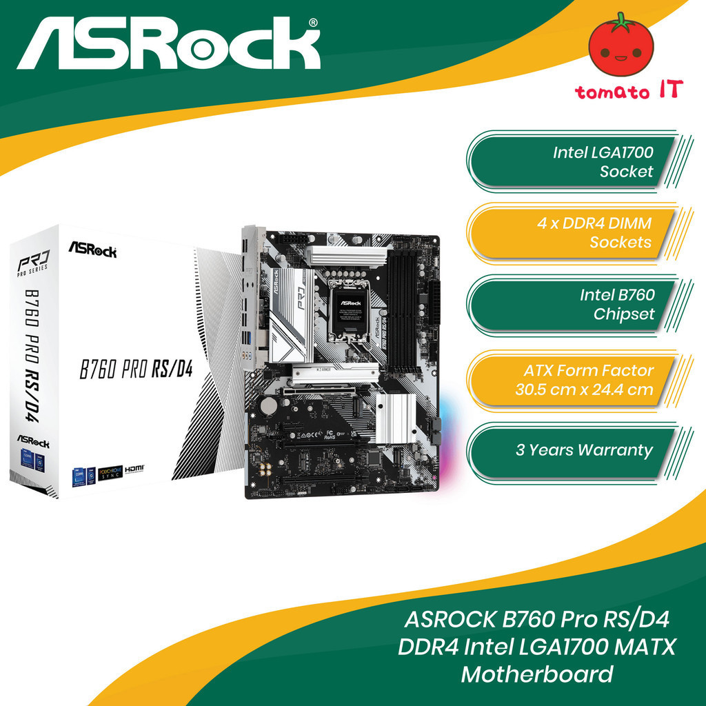 ASROCK B760 Pro RS/D4 DDR4 Intel LGA1700 MATX Motherboard | Shopee Malaysia