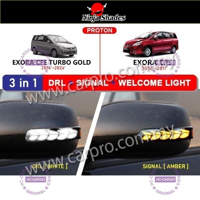 PROTON Exora 2008 - 2024 Dragon Scale Side Mirror Smoke Led With Signal ...